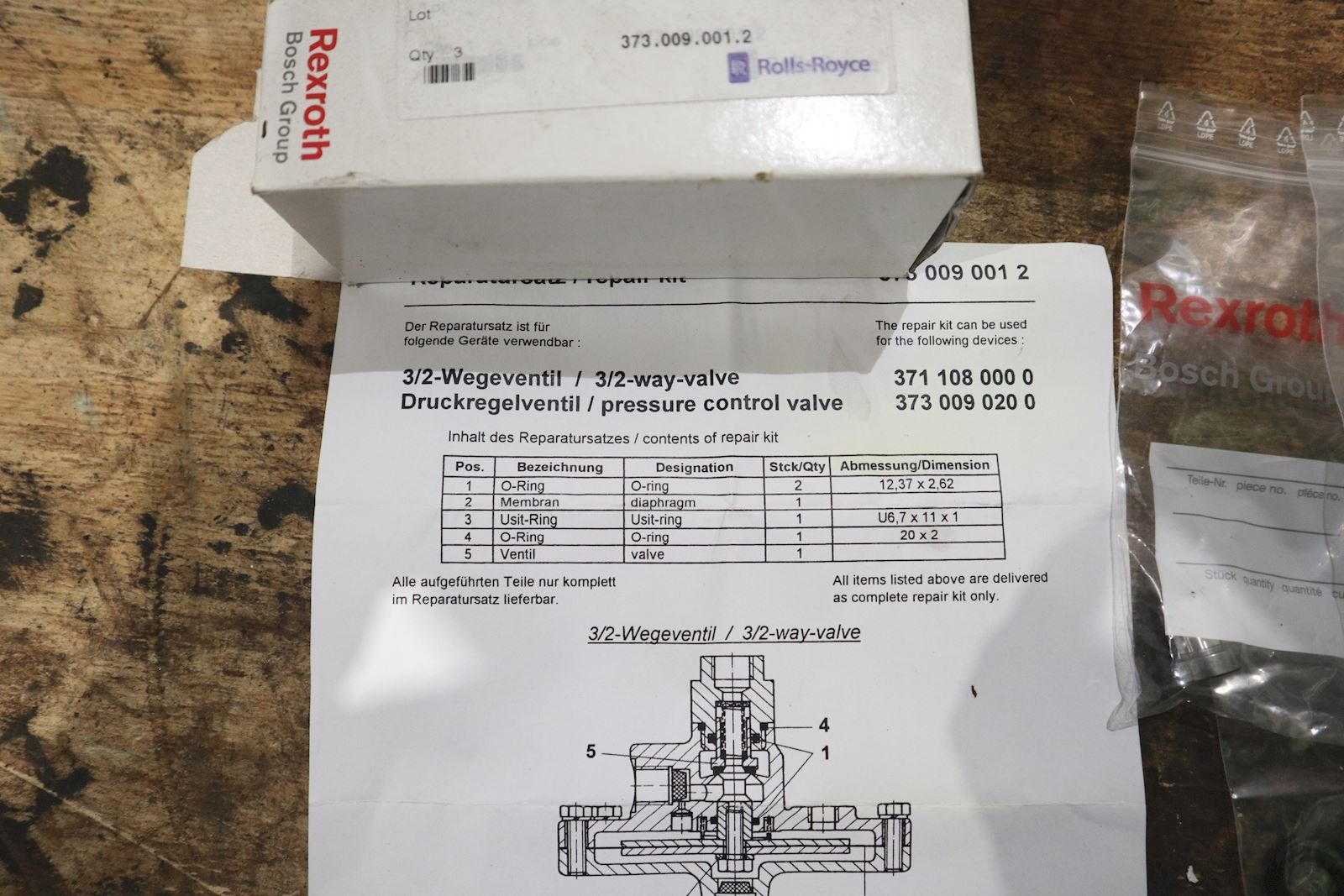 > Rexroth Repair kit for 3/2 way valve or pressure control valve P/N ...