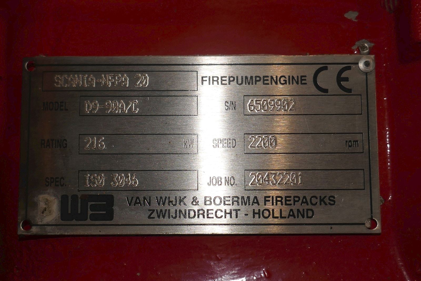 > Van Wijk & Boerma Fire Pump Engine Scania D9-90A/C - Smedegaarden A/S