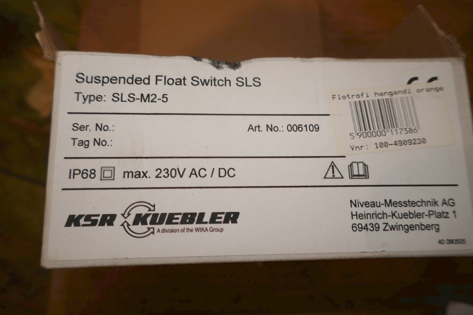 > KSR Kuebler Suspended Float Switch SL- M2-5 - Smedegaarden A/S