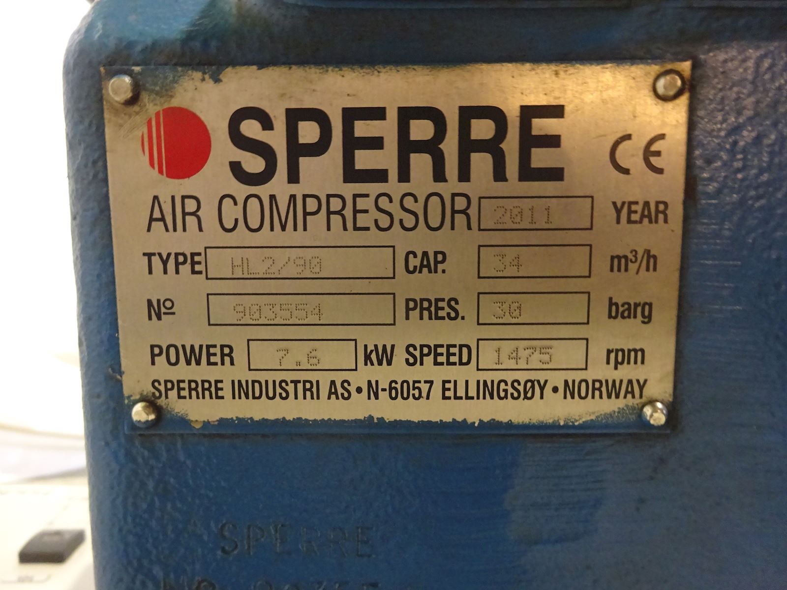 > Sperre Air Compressor HL2/90 with Starter cabinet - Smedegaarden A/S