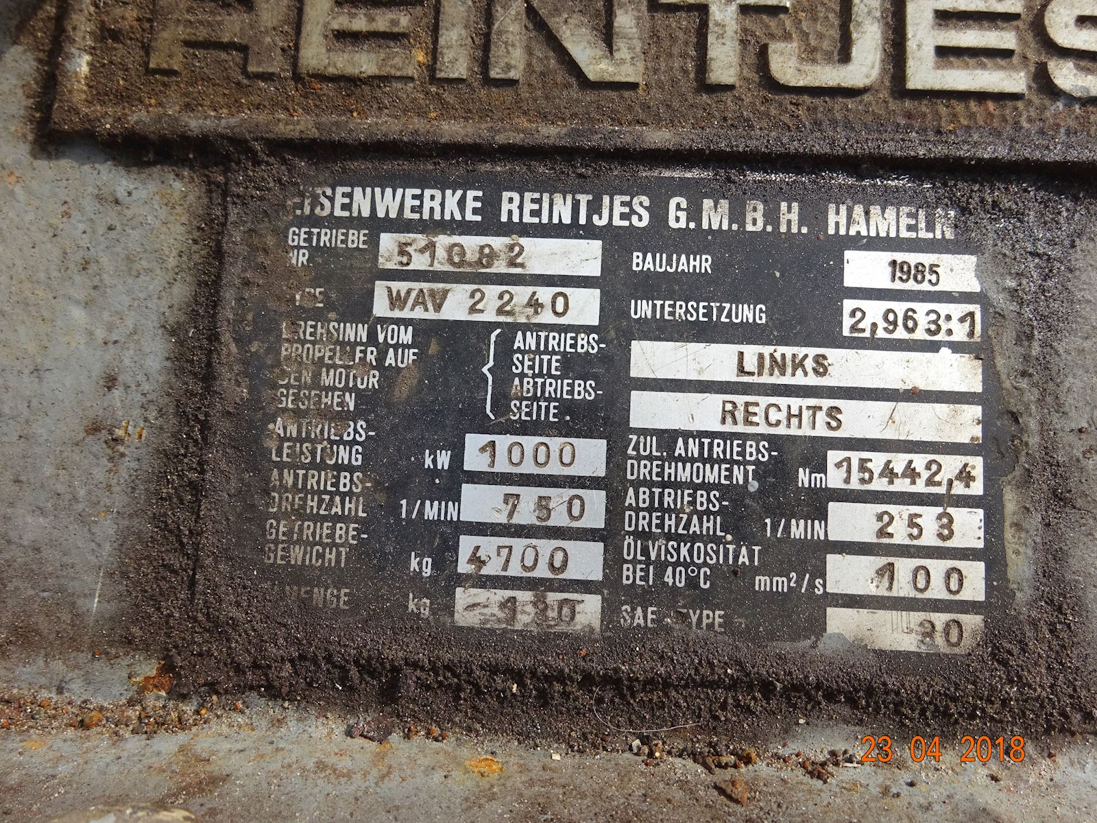 > Reintjes WAV 2240, 2.963:1 - Smedegaarden A/S